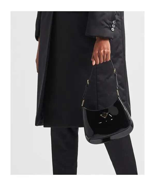 Prada Cleo Shoulder Bag With Logo Plaque - Black