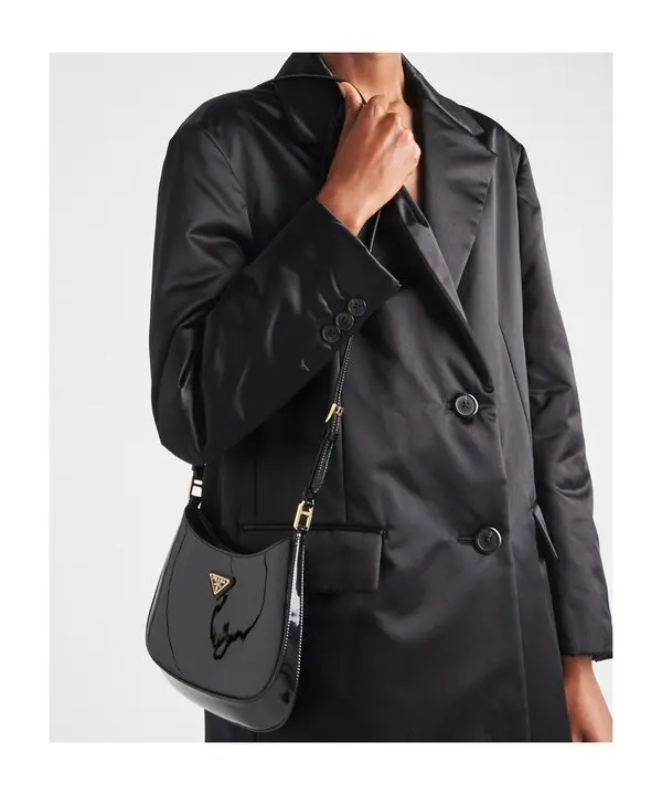 Prada Cleo Shoulder Bag With Logo Plaque - Black