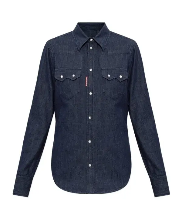 Dsquared2 Logo Patch Denim Shirt - Black