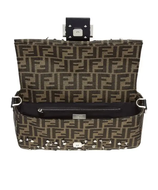 Fendi Sequin Embellished Baguette Bag - Black