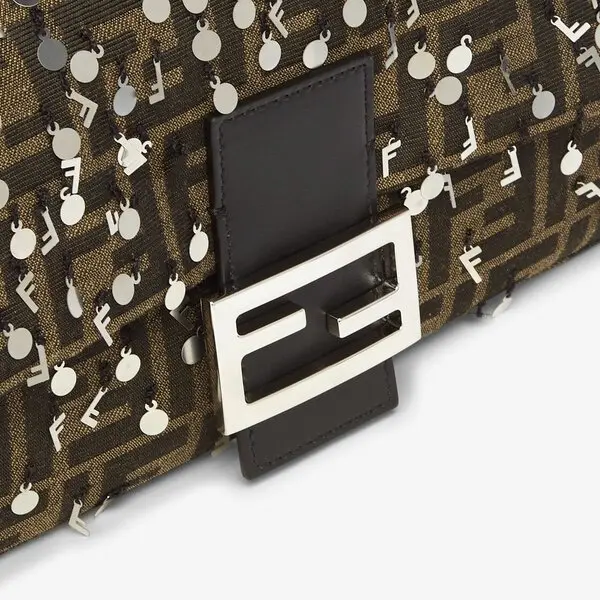 Fendi Sequin Embellished Baguette Bag - Black