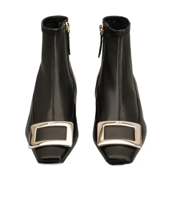 ROGER VIVIER Belle Vivier Leather Ankle Boots With Buckle Detail