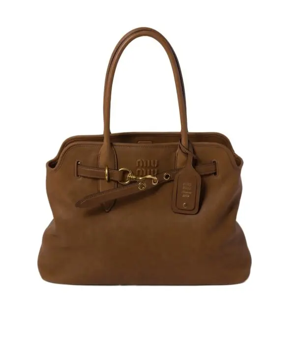 Miu Miu Aventure Logo-tag Tote Bag - Brown