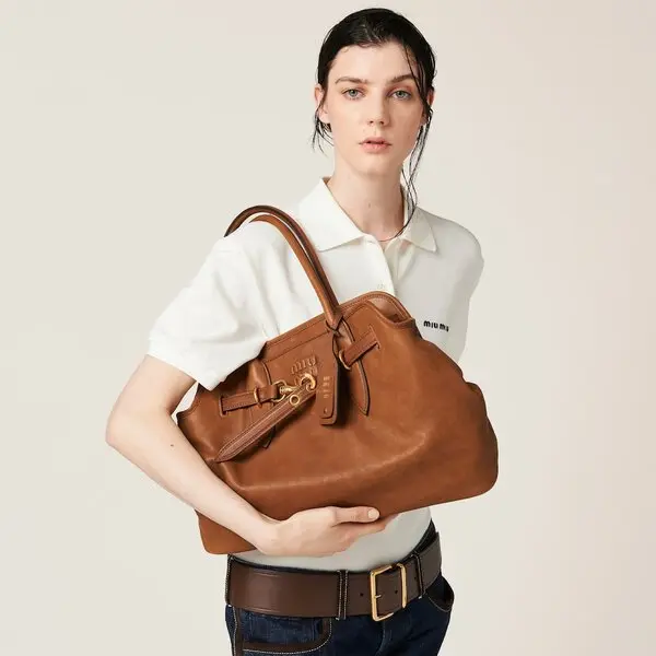 Miu Miu Aventure Logo-tag Tote Bag - Brown