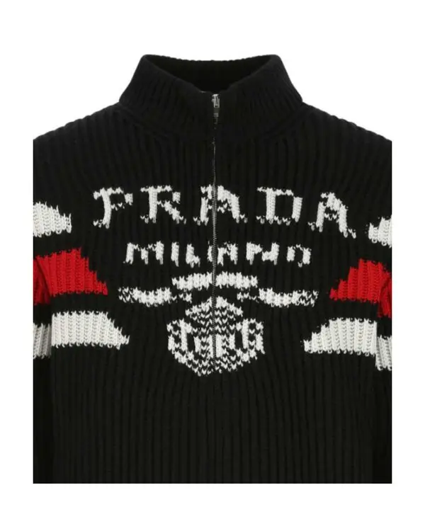 Prada Logo Jacquard Cashmere Cardigan