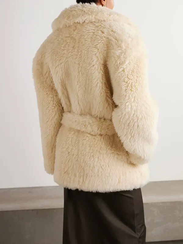 Stella McCartney Wool-blend Fleece Shawl Collar Belted Coat