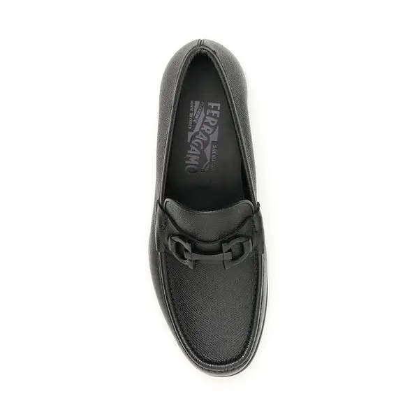 FERRAGAMO Gancini Detail Slip-on Loafers - Black