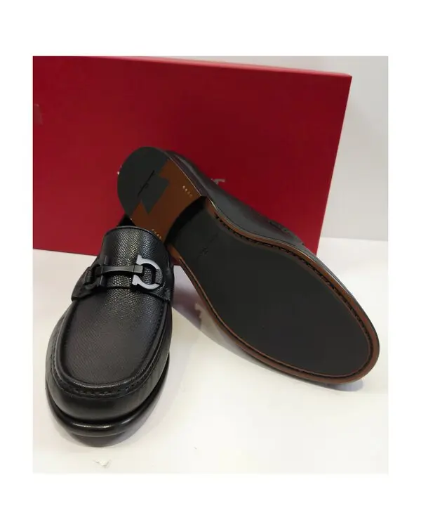 FERRAGAMO Gancini Detail Slip-on Loafers - Black