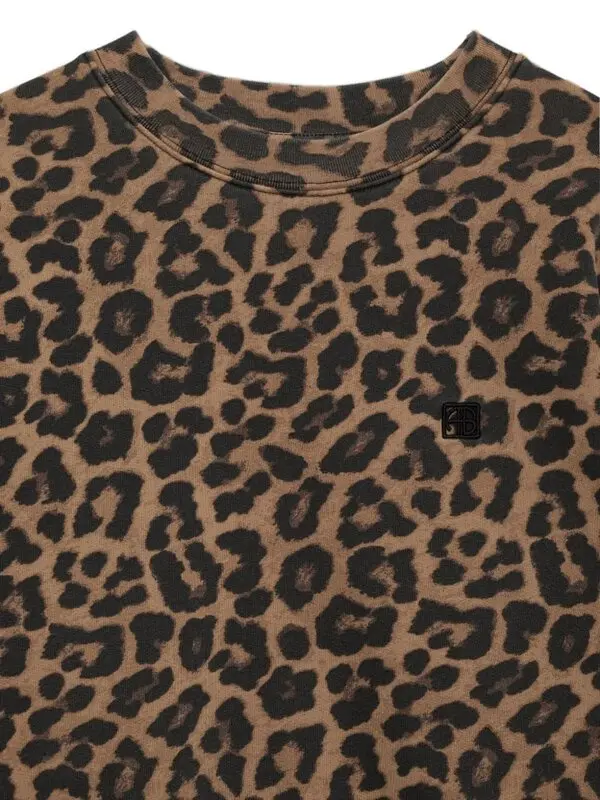 ANINE BING Leopard Print Crewneck Sweatshirt - Black/brown