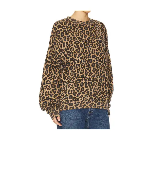 ANINE BING Leopard Print Crewneck Sweatshirt - Black/brown