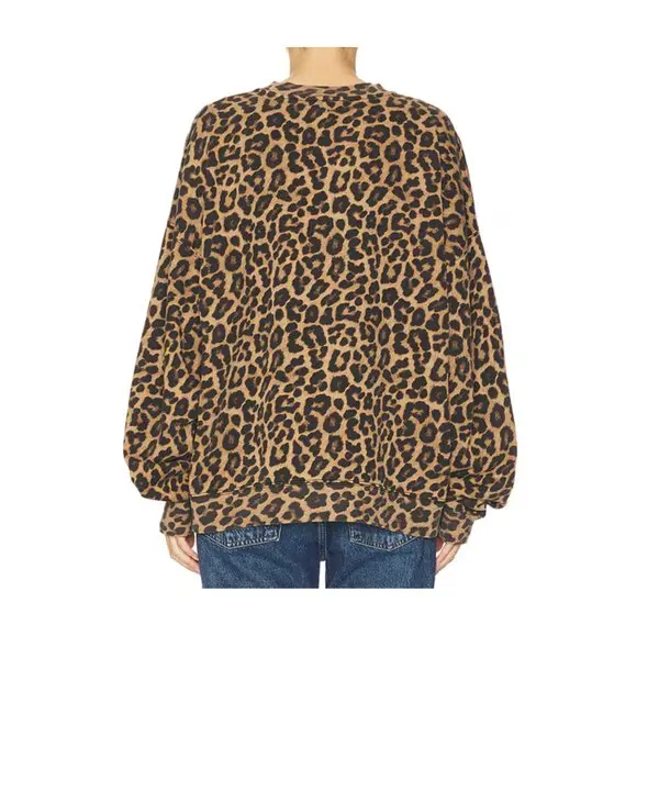 ANINE BING Leopard Print Crewneck Sweatshirt - Black/brown