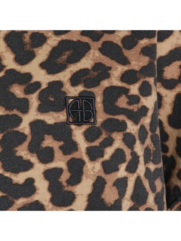 ANINE BING Leopard Print Crewneck Sweatshirt