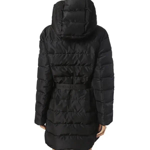 Prada Long Hooded Puffer Jacket With Belt