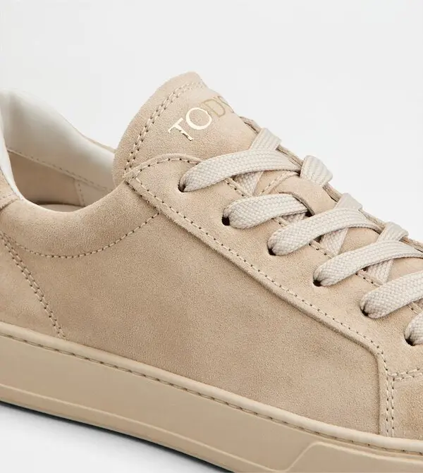TOD'S Round Toe Lace-up Sneakers - Beige