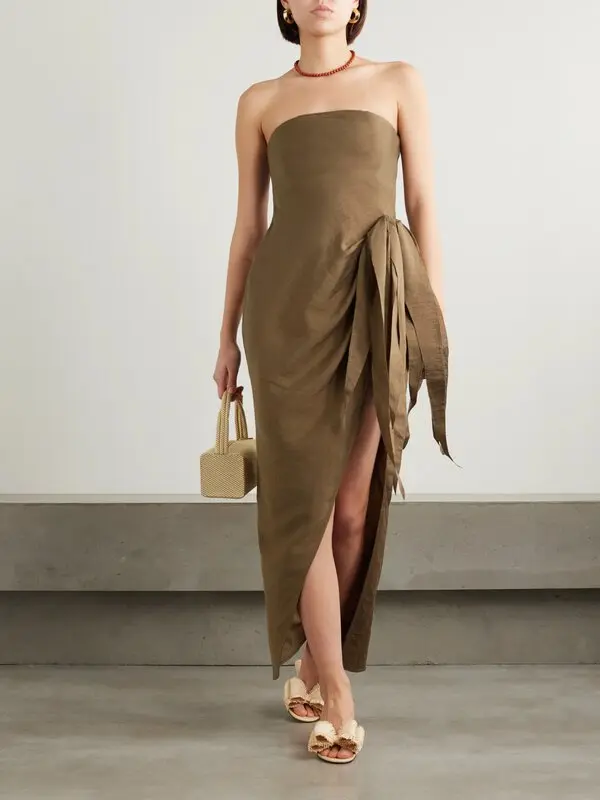 Cult Gaia Strapless Maxi Dress With Laminated Straps