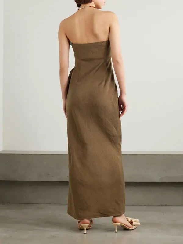Cult Gaia Strapless Maxi Dress With Laminated Straps
