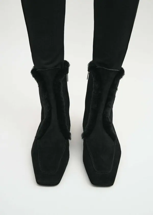 TOTEME Square Toe Ankle Boots With Side Zip