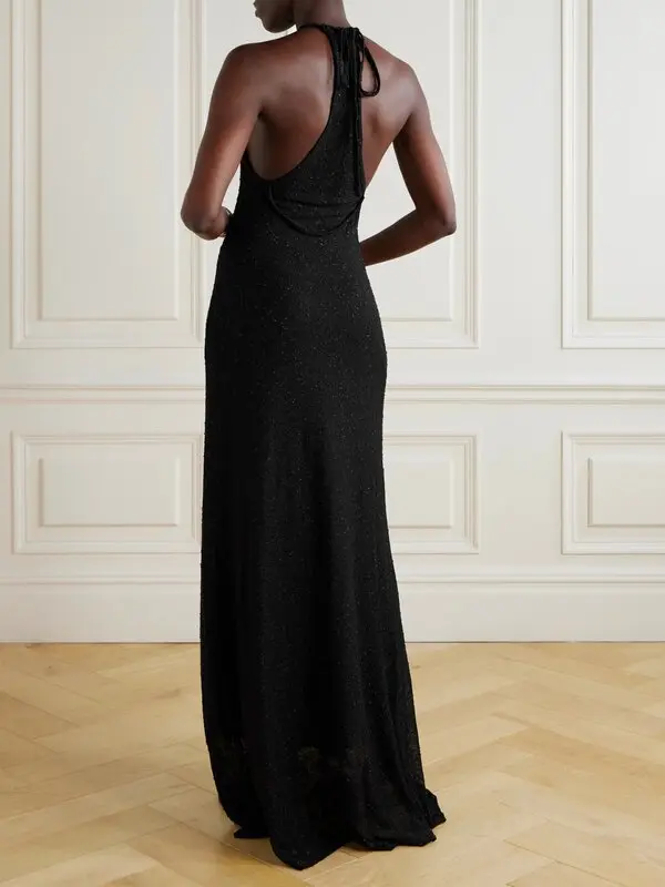 Christopher Esber Belted Metallic Knit Maxi Dress