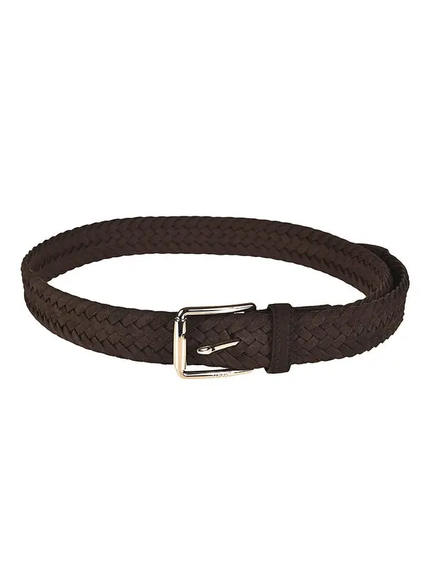 TOD'S Logo Engraved Detailed Woven Belt - Black