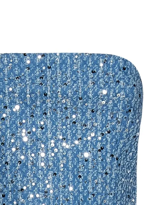 ROTATE BY BIRGER CHRISTENSEN Sequin-embellished Denim Corset Top