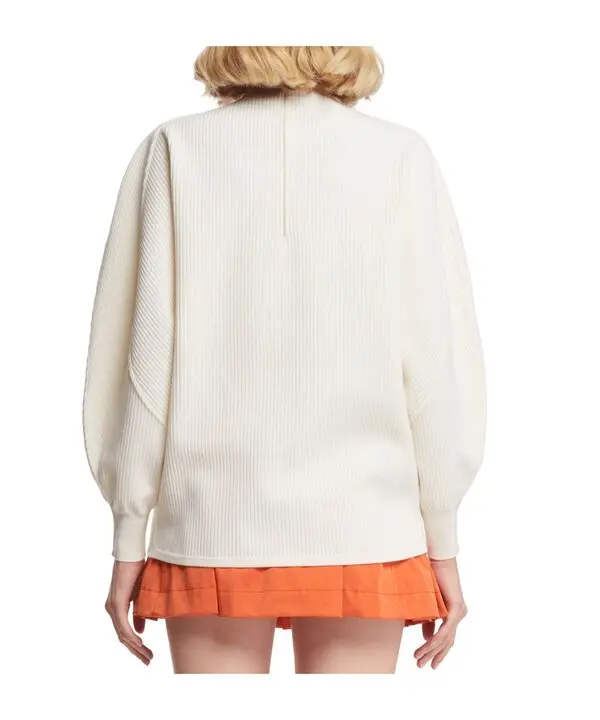 Alaïa Rib Knit High Neck Long Sleeve Sweater