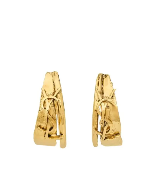Saint Laurent Textured Sculpted Hoop Earrings - Yellow