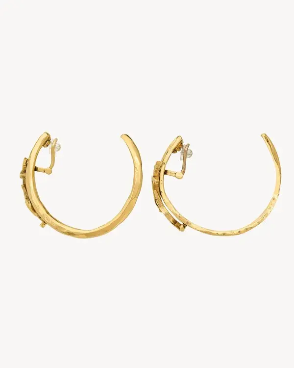 Saint Laurent Textured Sculpted Hoop Earrings - Yellow