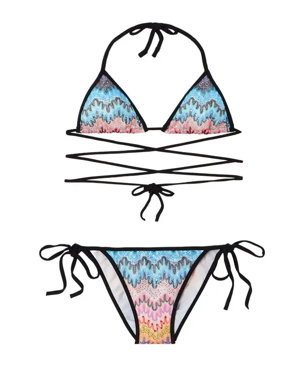 Missoni Sequin-embellished Striped Crochet-knit Triangle Bikini - Black