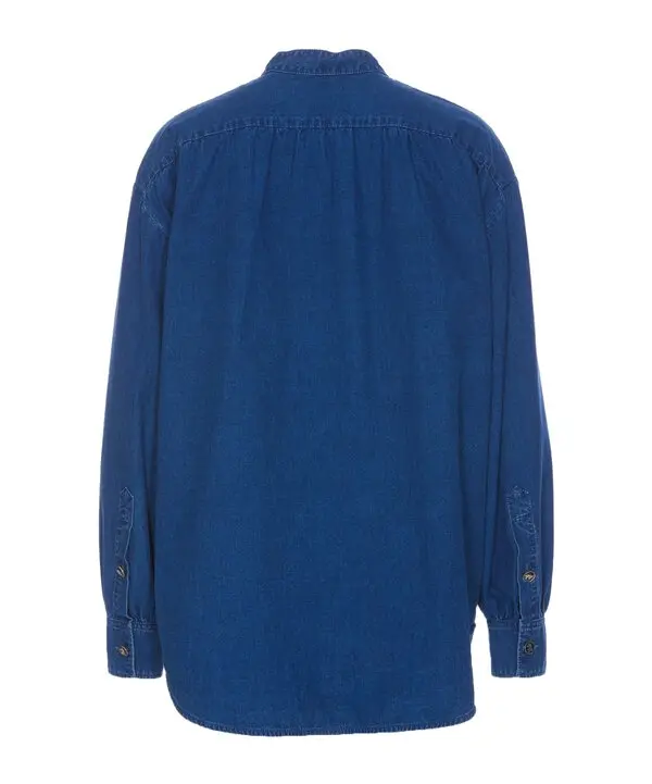 Valentino Garavani Long Sleeve Ruffled Denim Shirt