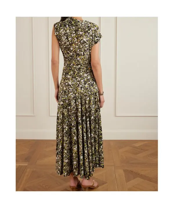 Proenza Schouler Tamara Asymmetric Draped Printed Jersey Maxi Dress - Green