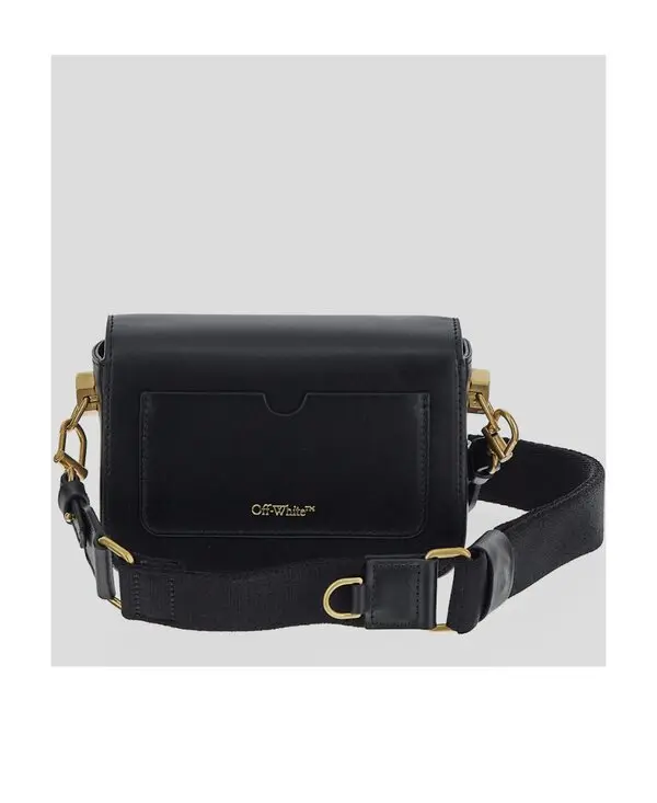 Off-White Binder Foldover Top Shoulder Bag - Black