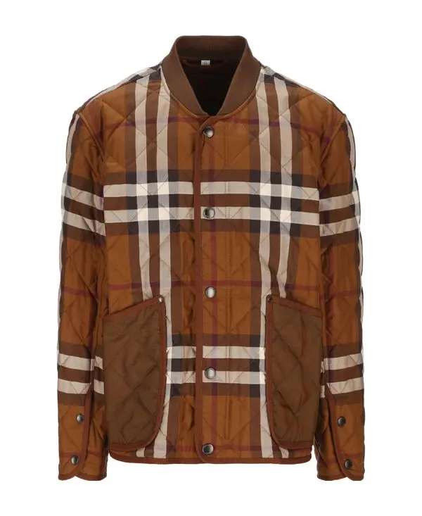 Burberry Checked Quilted Jacket - Brown