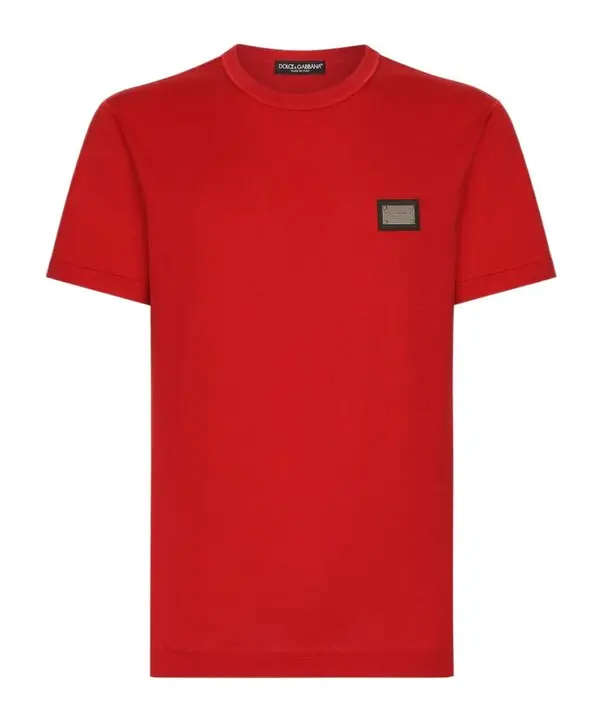 Dolce & Gabbana Dolce Gabbana Branded-tag Crewneck T-shirt - Red