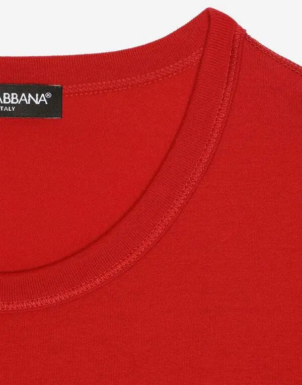 Dolce & Gabbana Dolce Gabbana Branded-tag Crewneck T-shirt - Red
