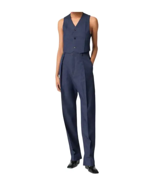 Bottega Veneta Melange Wool Drill Gilet Indigo Denim Effect - Deep Indigo