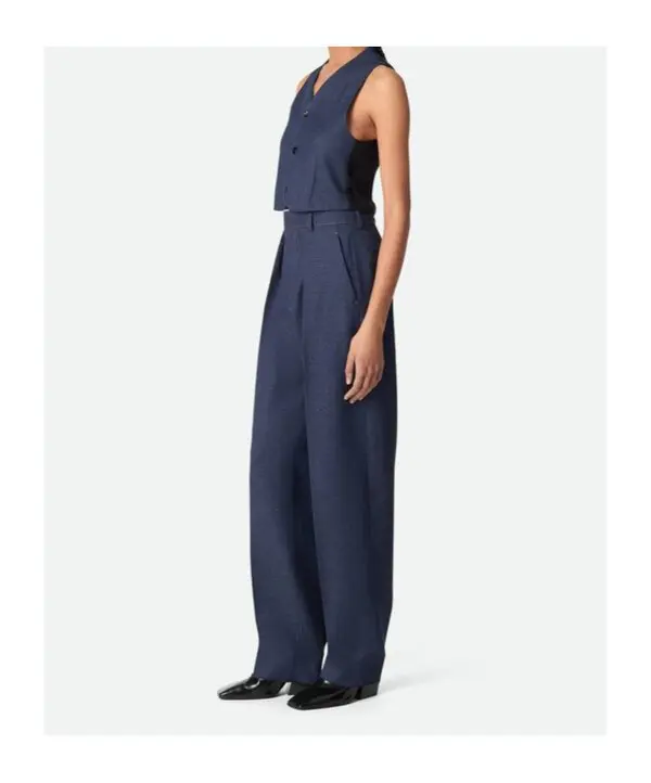 Bottega Veneta Melange Wool Drill Gilet Indigo Denim Effect