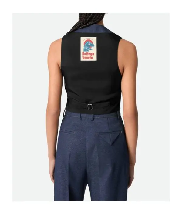 Bottega Veneta Melange Wool Drill Gilet Indigo Denim Effect