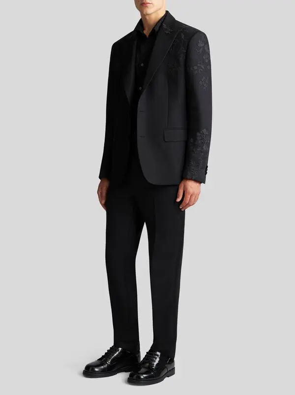 Etro Wool And Mohair Slim-fit Trousers - Black