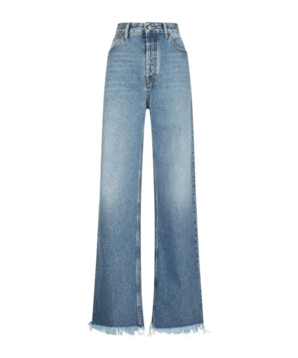 Alessandra Rich Logo-patch Low-rise Wide-leg Jeans - Light Indigo