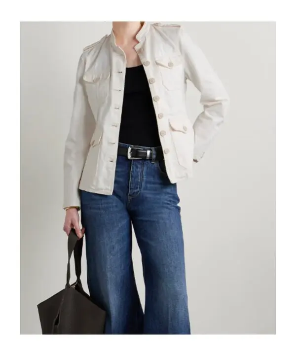 NILI LOTAN Geraldine Denim Jacket - Cream