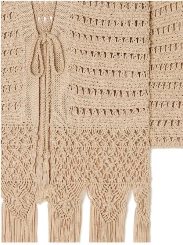 Alanui Crochet V-neck Fringed Cardigan