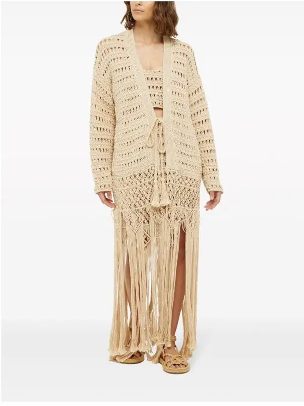 Alanui Crochet V-neck Fringed Cardigan