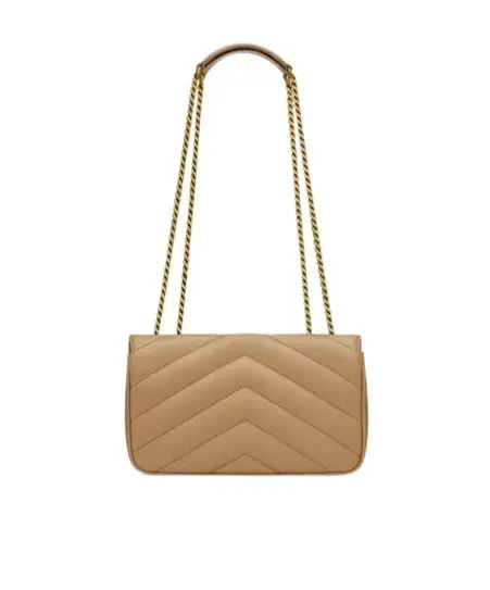Saint Laurent Loulou Matelassé Small Shoulder Bag - Nude