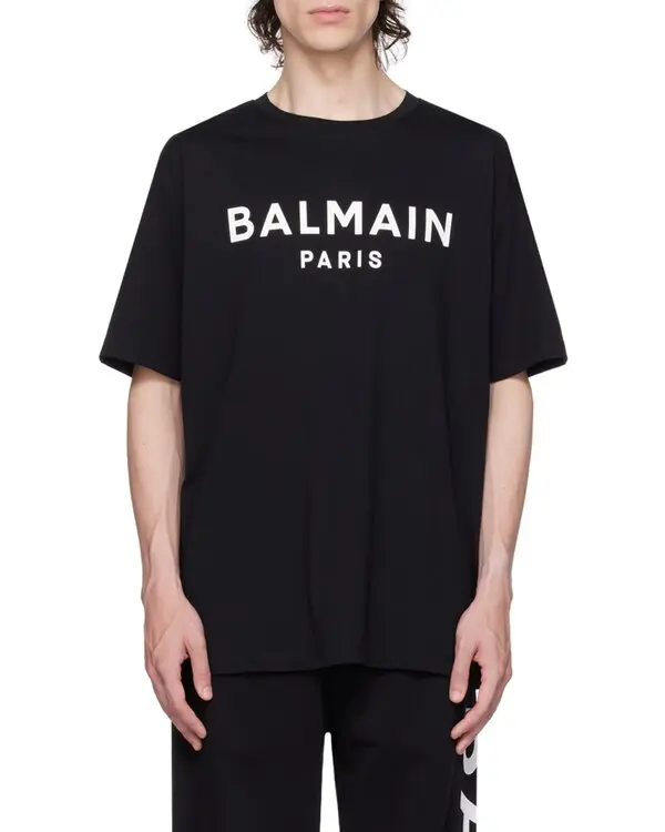 Balmain Logo Printed Crewneck T-shirt - Black