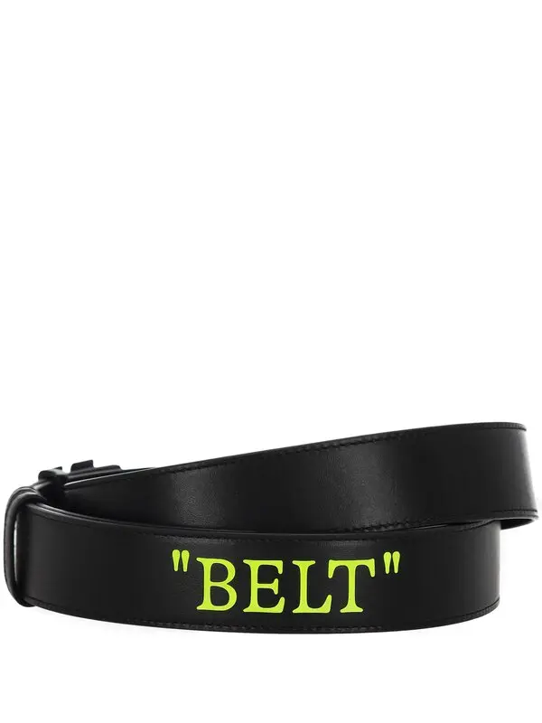 Off-White Arrow Logo Plaque Leather Belt - Black