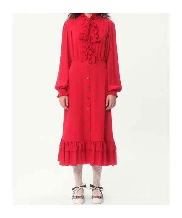 Valentino Garavani Ruffled Georgette Midi Dress