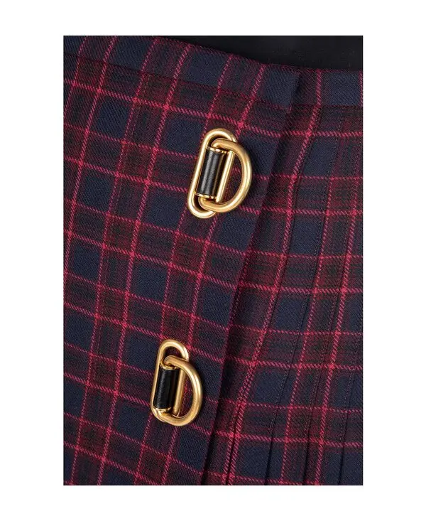 Burberry Checked Wool Pleated Skirt