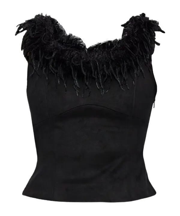 MISBHV Feather Trim Top