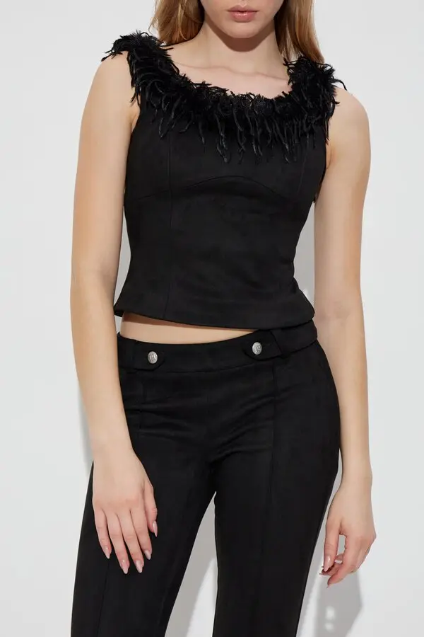 MISBHV Feather Trim Top