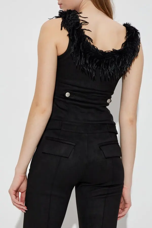 MISBHV Feather Trim Top